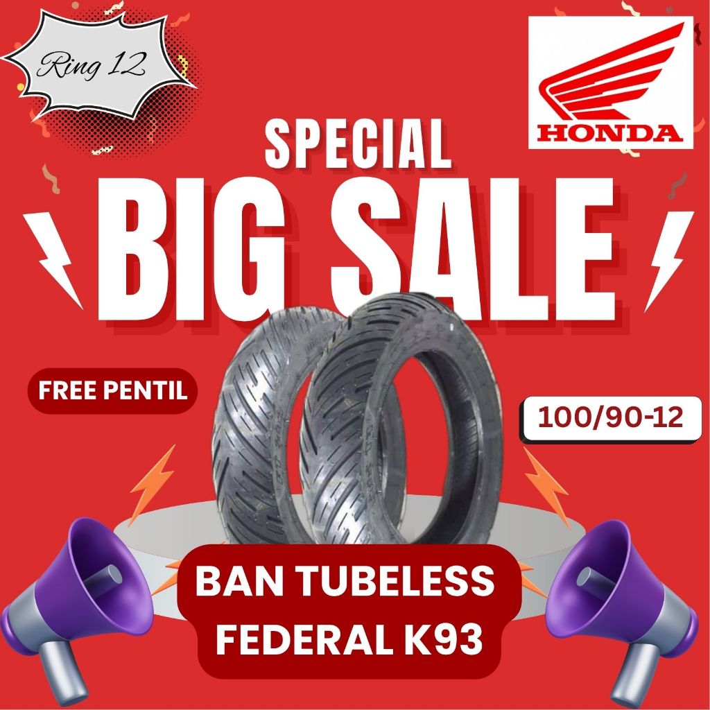 Jual Ban Honda Federal AHM K93 Tubeless Ring 12 | 100/90-12 | 110/90-12 ...