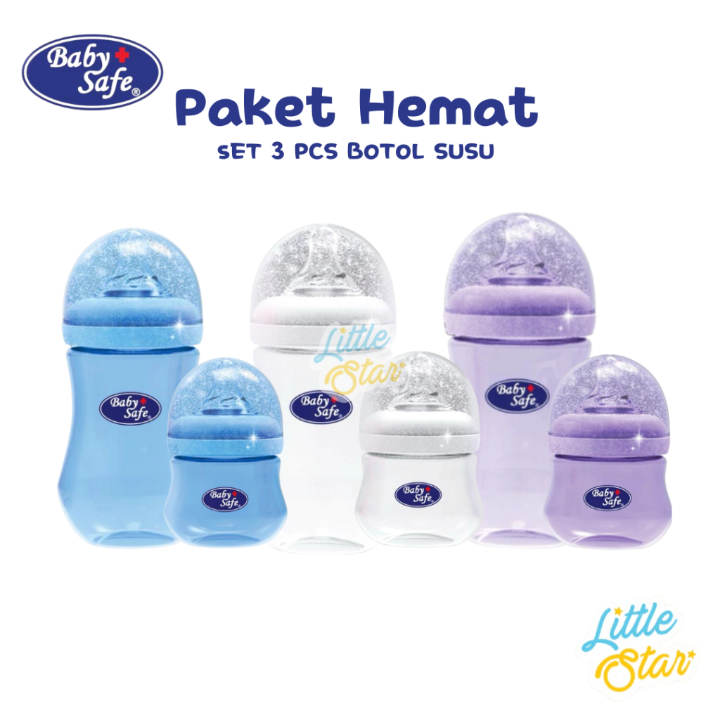 Jual 3 Pcs Baby Safe Wideneck Bottle 150/260Ml BabySafe Botol Dot Susu ...