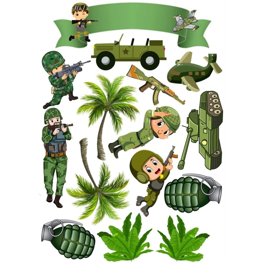 Jual Topper Tentara Army Jumbo A4/ Topper Cake Happy Birthday / Hiasan ...