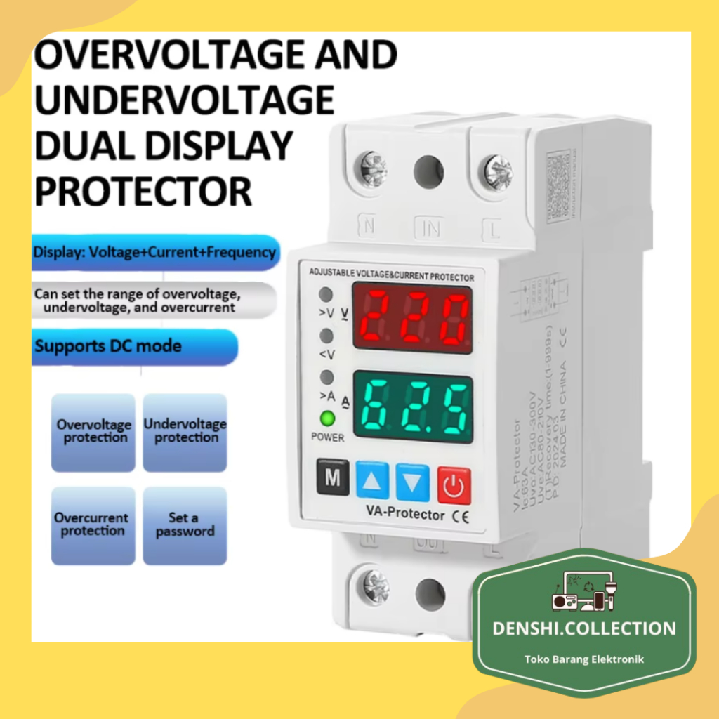 Jual BEVAV MCB Digital Din Rail Over Voltage Current Protector 63A 2P 230V - ZS3-VA | Shopee ...