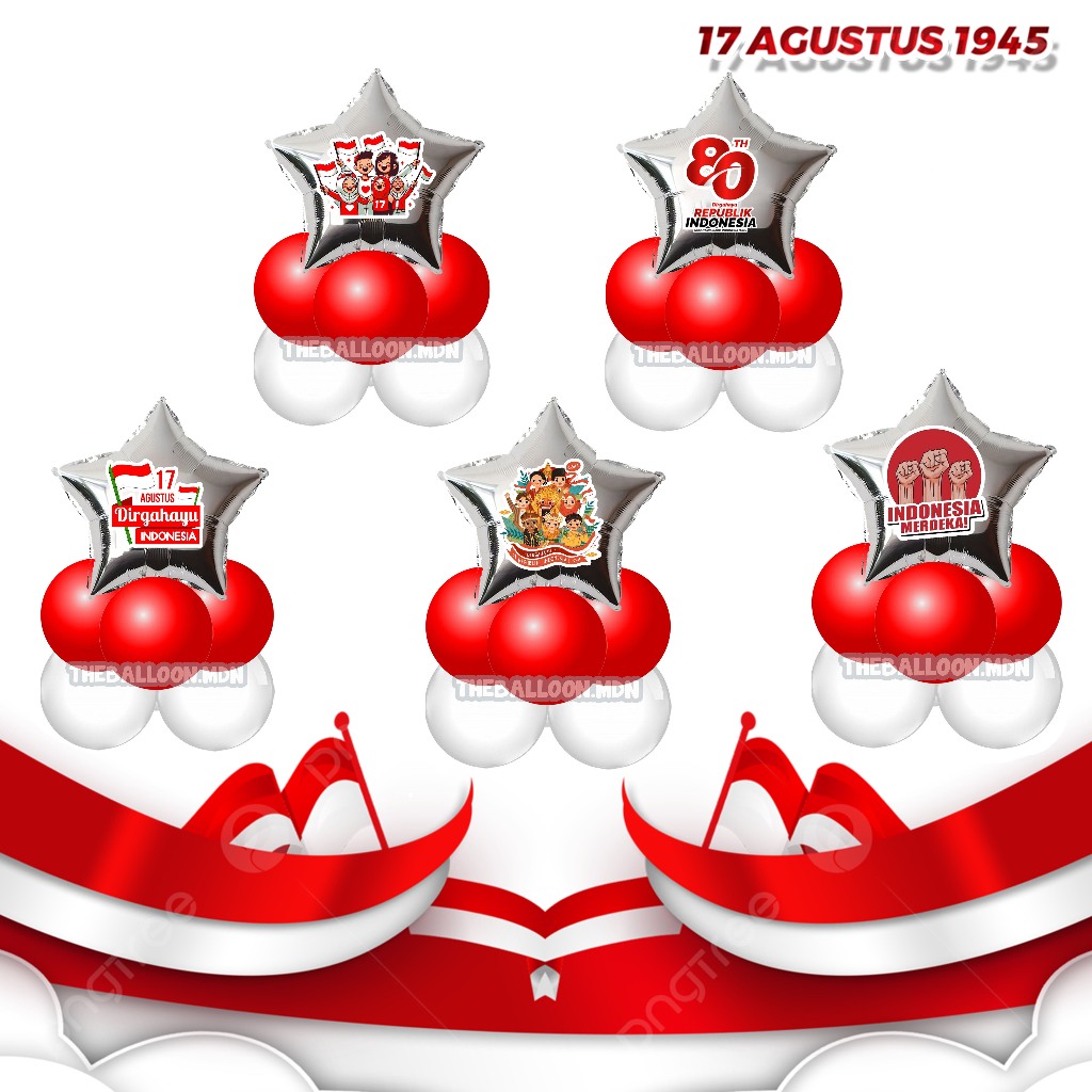 Jual Set Standing Balon Stiker Dirgahayu RI 17 Agustus / Set Dekorasi ...