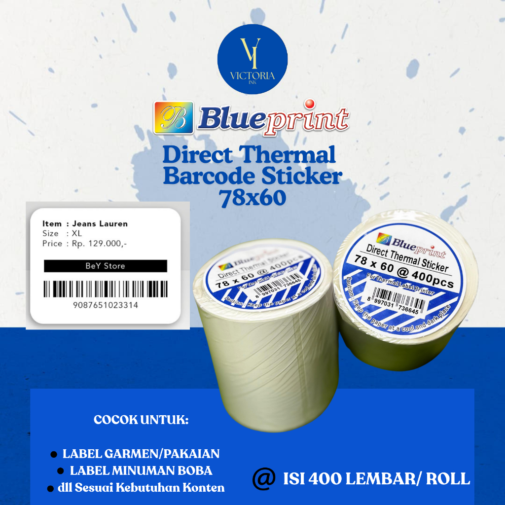 Jual Direct Thermal Stiker 78x60 Blueprint 78x60 isi 400 label Direct ...