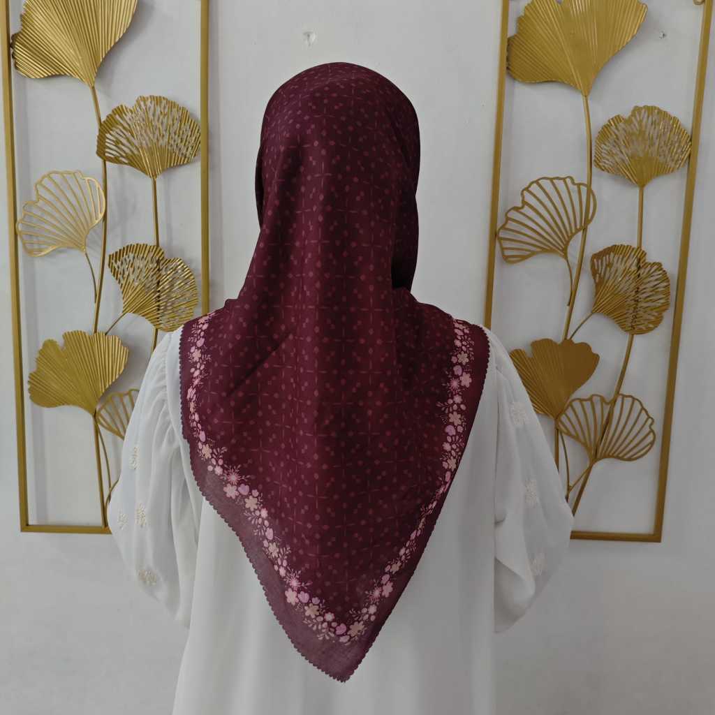 Jual Alkahijab Hijab Segi Empat Motif Standar Voal premium Maroon Denim ...