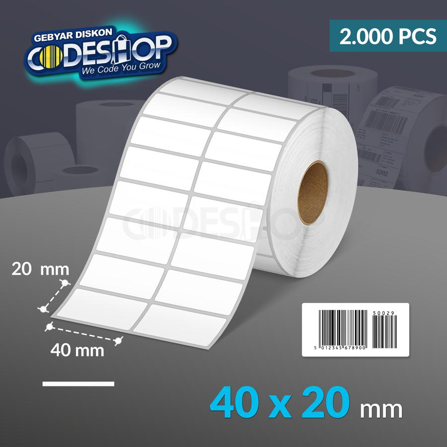 Jual Codeshop Label Thermal 40x20 / 40 x 20 mm 2 Line Stiker Printer ...