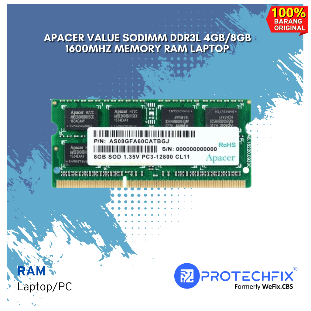 Jual APACER VALUE SODIMM DDR3L 4GB/8GB 1600MHZ Memory RAM Laptop ...