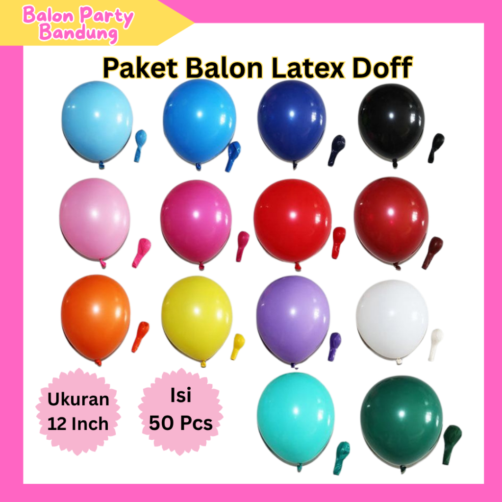 Jual [ Isi 50 Pcs ] Balon Latex Doff Ukuran 12 Inchi / Dekorasi Balon ...