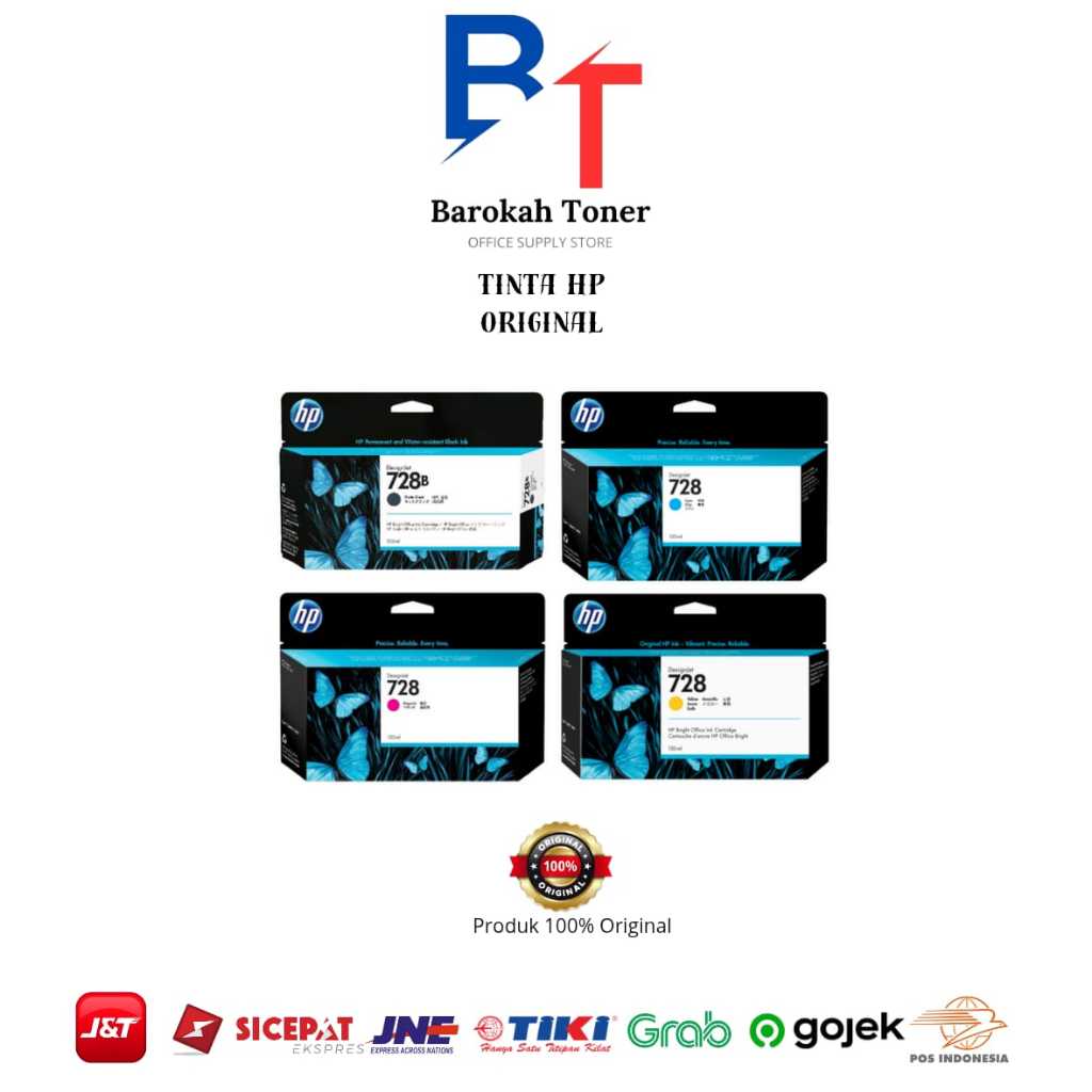Jual TINTA PLOTTER HP 728 COLOUR 130ML (B,C,Y,M) | Shopee Indonesia