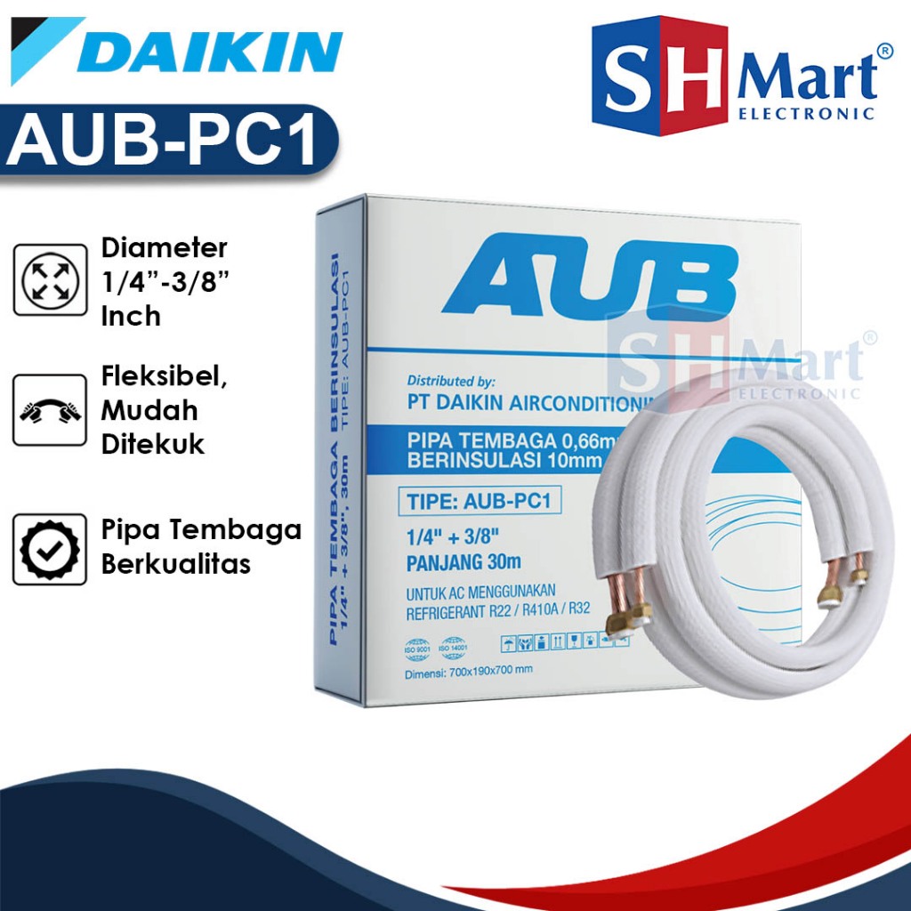 Jual PIPA AC DAIKIN AUB 1/4" - 3/8" / PIPA DAIKIN AC 1/2 PK, 3/4 PK, 1PK TEBAL 0.66MM /METER ...