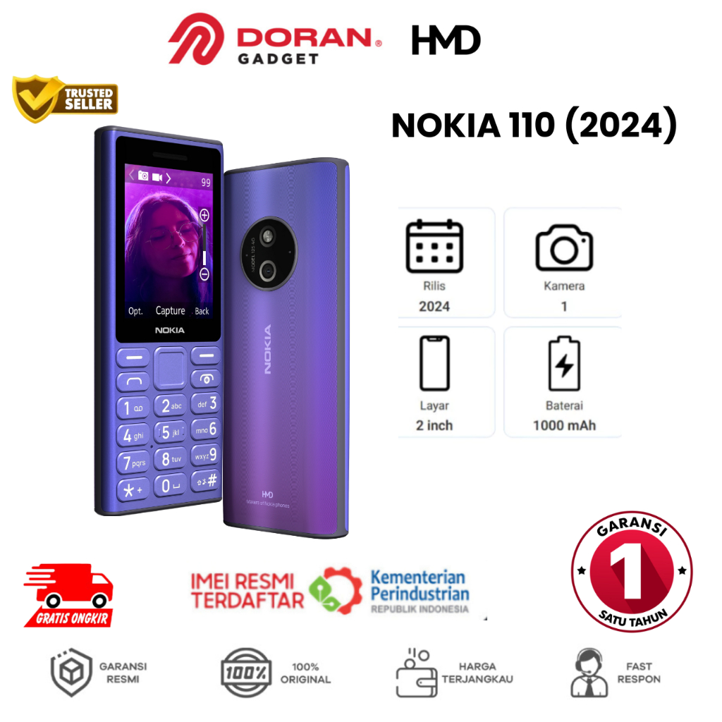 Jual Nokia 110 (2024) Charger Micro USB Handphone Jadul Camera Garansi ...