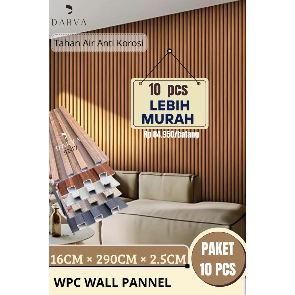 Jual WPC WALLPANEL 1 BOX ISI 10 PCS 16CM × 2.9M WOOD PANEL PVC KAYU ...