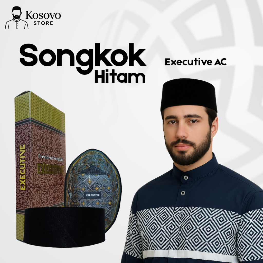 Jual Songkok Hitam Premium Pria Dewasa Muslim Executive AC Peci Kopyah ...