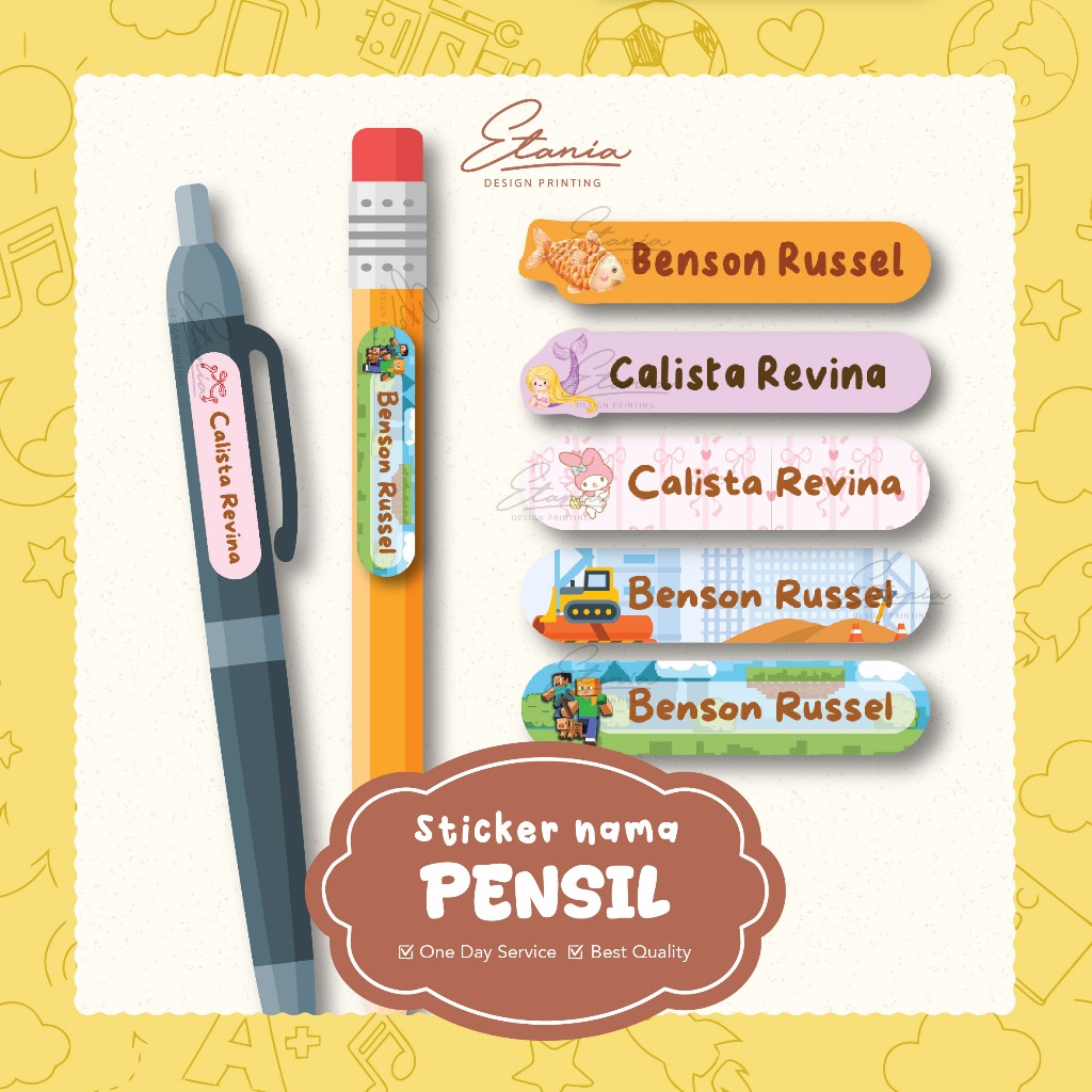 Jual Stiker Nama Anak Waterproof Pensil Pen Crayon Buku Label Nama ATK ...