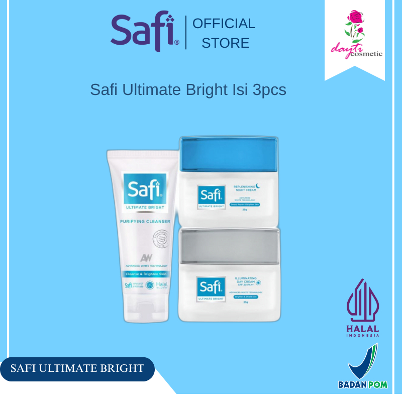 Jual Safi paket ultimate bright 3 pcs (cleanser 50ml, day & night 25gr) | Shopee Indonesia