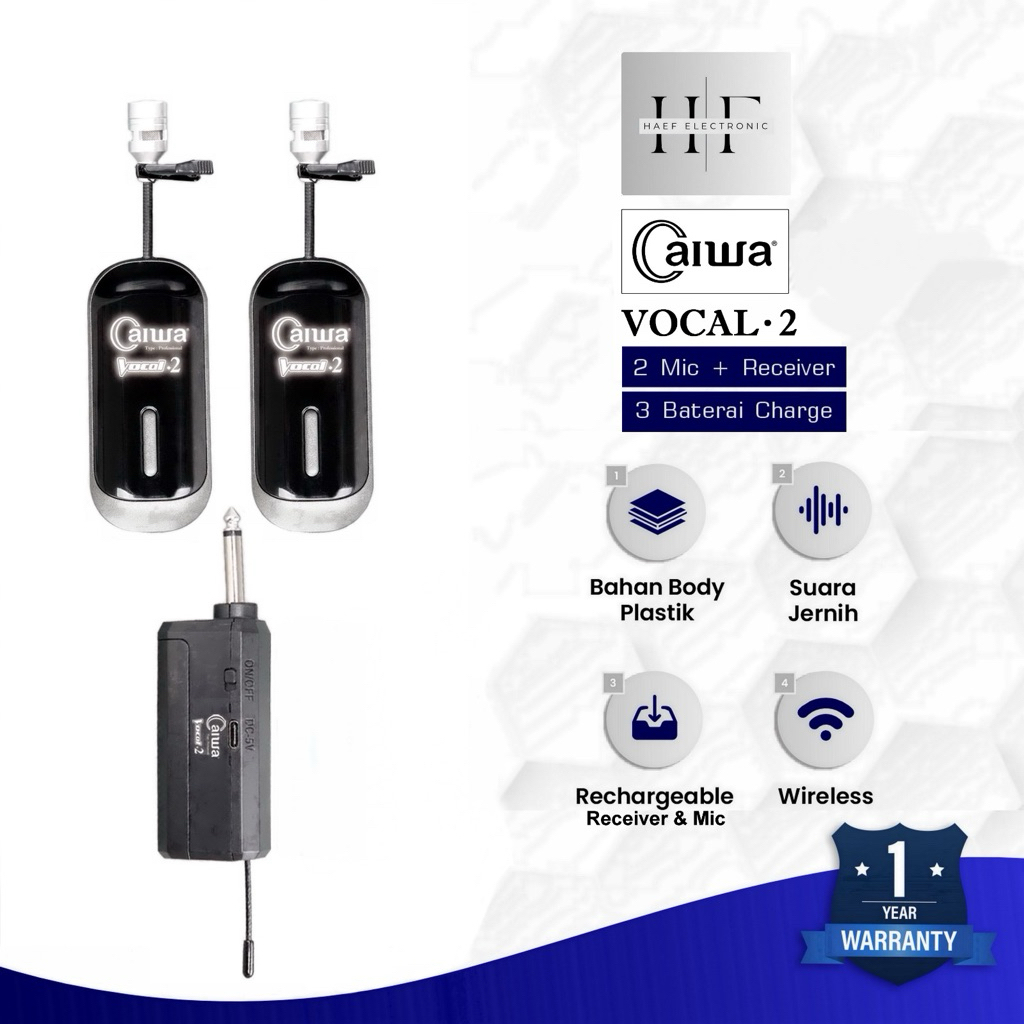 Jual Mic Wireless Clip On CAIWA VOCAL-2 Microphone Youtuber Suara ...