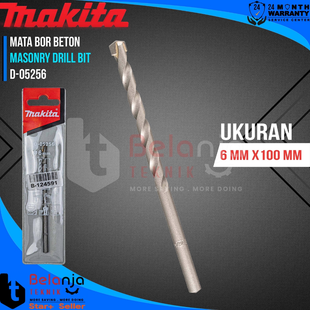 Jual Mata Bor Beton 6x100 mm Makita Masonry Drill Bit 6 x 100 D-05256 ...
