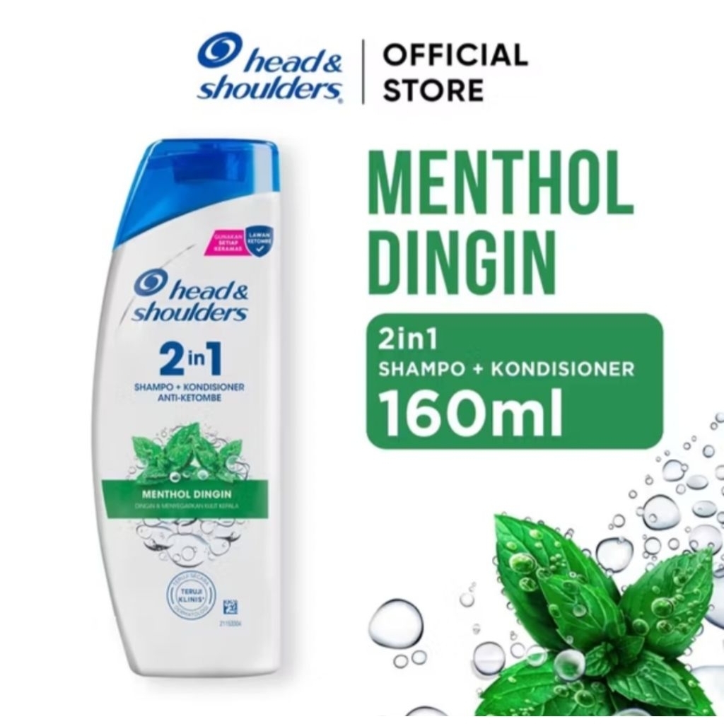 Jual HEAD & SHOULDERS 2IN1 Shampoo + Kondisioner Anti Ketombe Menthol Dingin 160ml | Shopee ...
