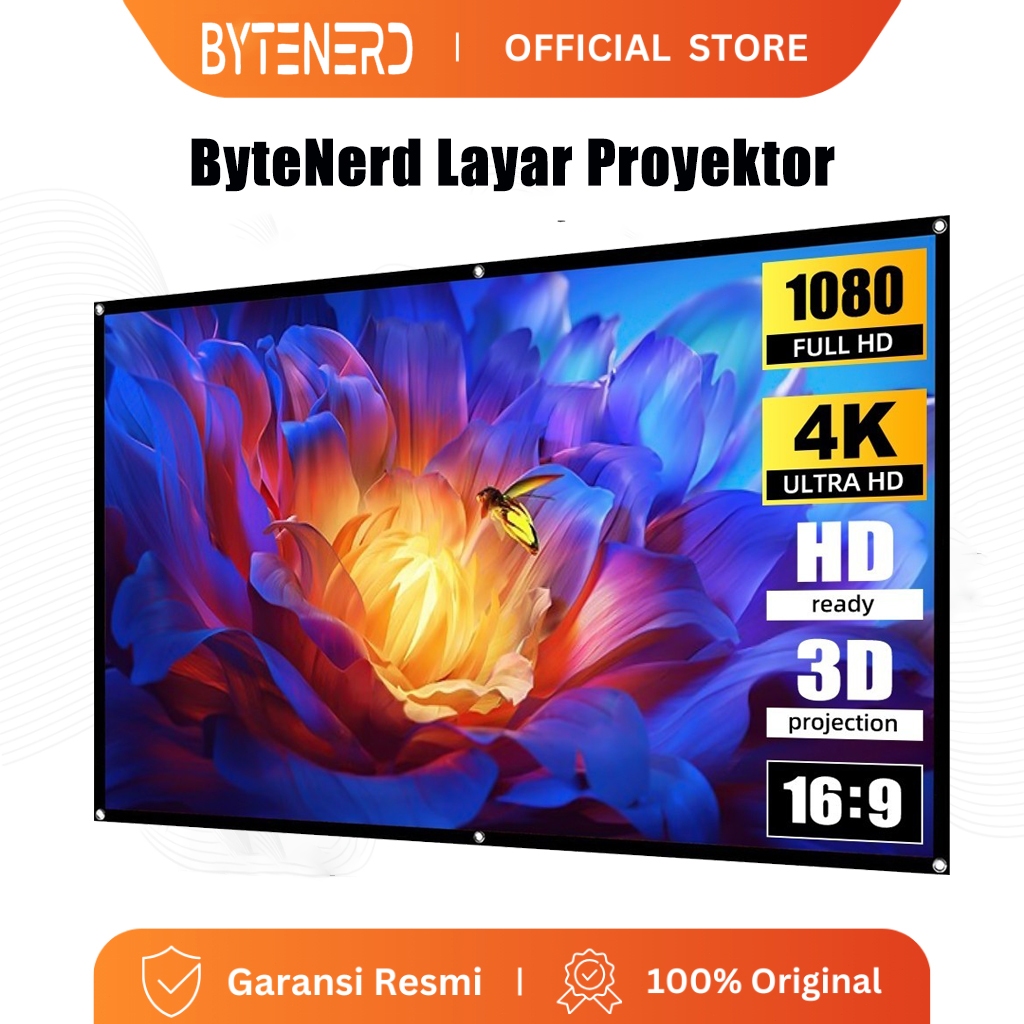 Jual Bytenerd Kain Layar Proyektor HD Lipat Portabel/Anti-light Ambient ...