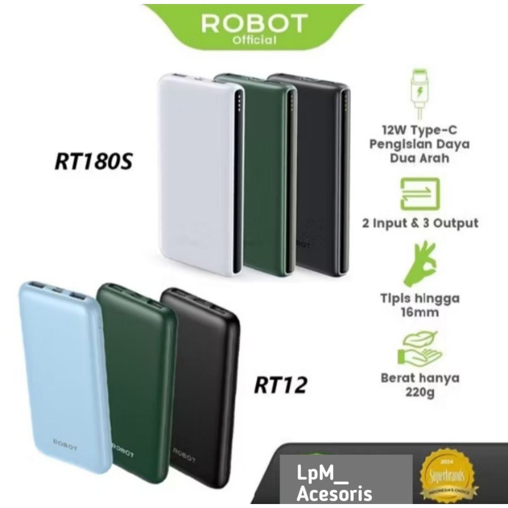 Jual Powerbank Robot RT-180s ORI 100% 10.000mAh | Shopee Indonesia