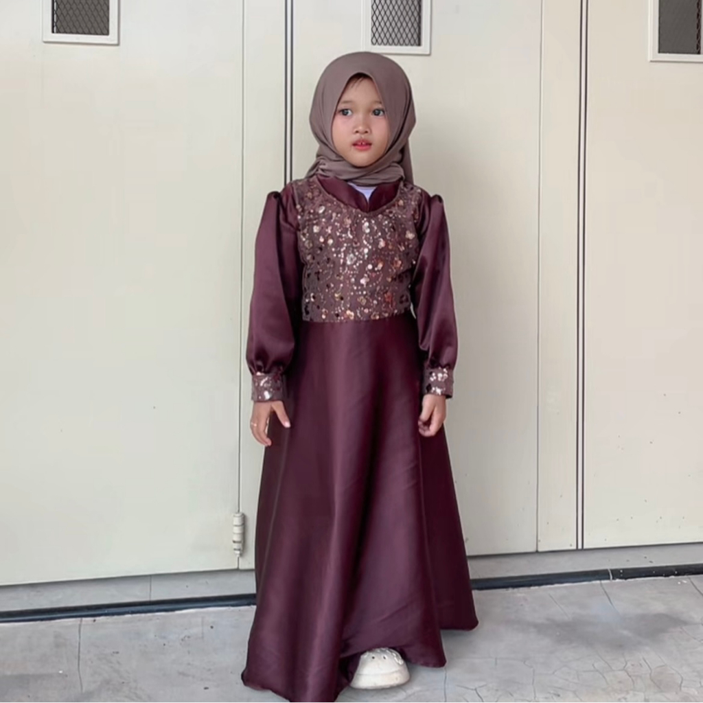 Jual Vania Viola Dress Baju Anak Perempuan Mahogany Burgundy Emerald ...
