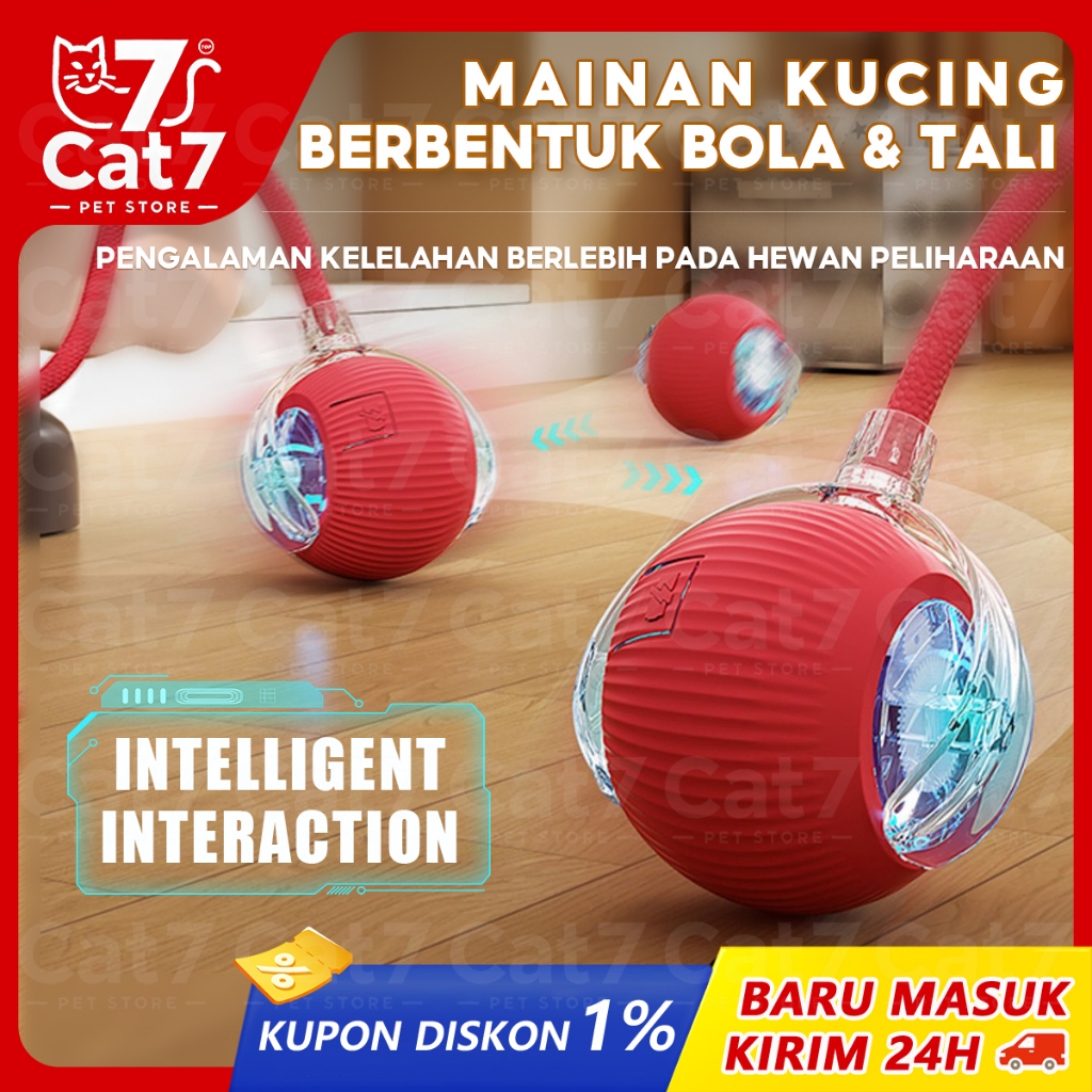 Jual Mainan Bola Tali Kucing & Anjing/Smart Rotating Ball For Pet/Cat ...