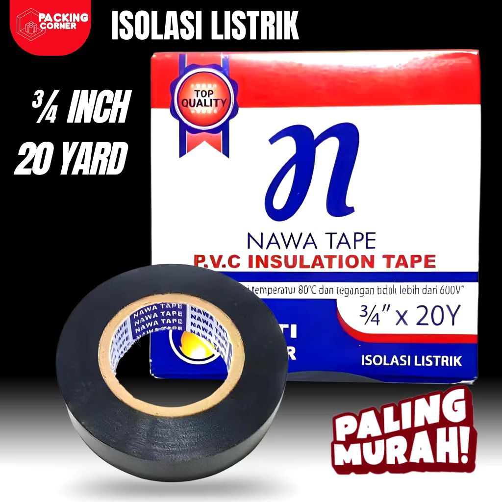 Jual (NAWA TAPE) Isolasi listrik TEBAL, Lakban Listrik 18mm x 20y ...