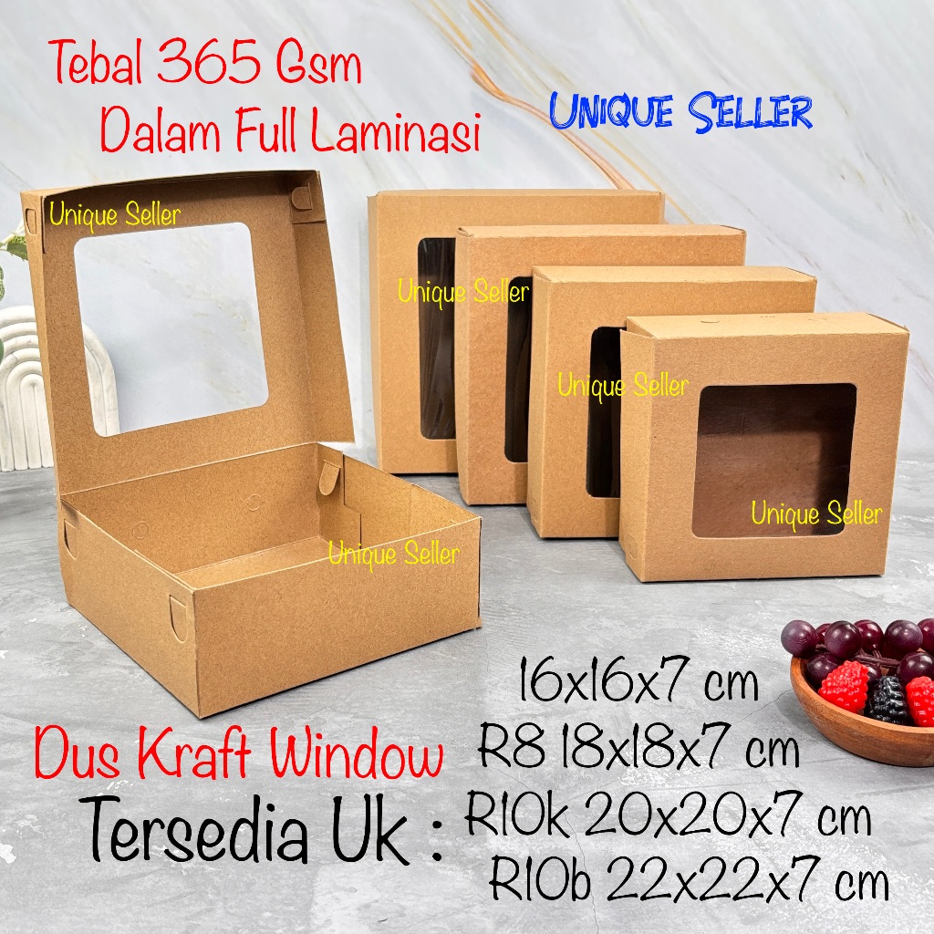 Jual [Isi10] Dus Nasi KRAFT 16x16x7 18x18x7 20x20x7 22x22x7 Jendela ...