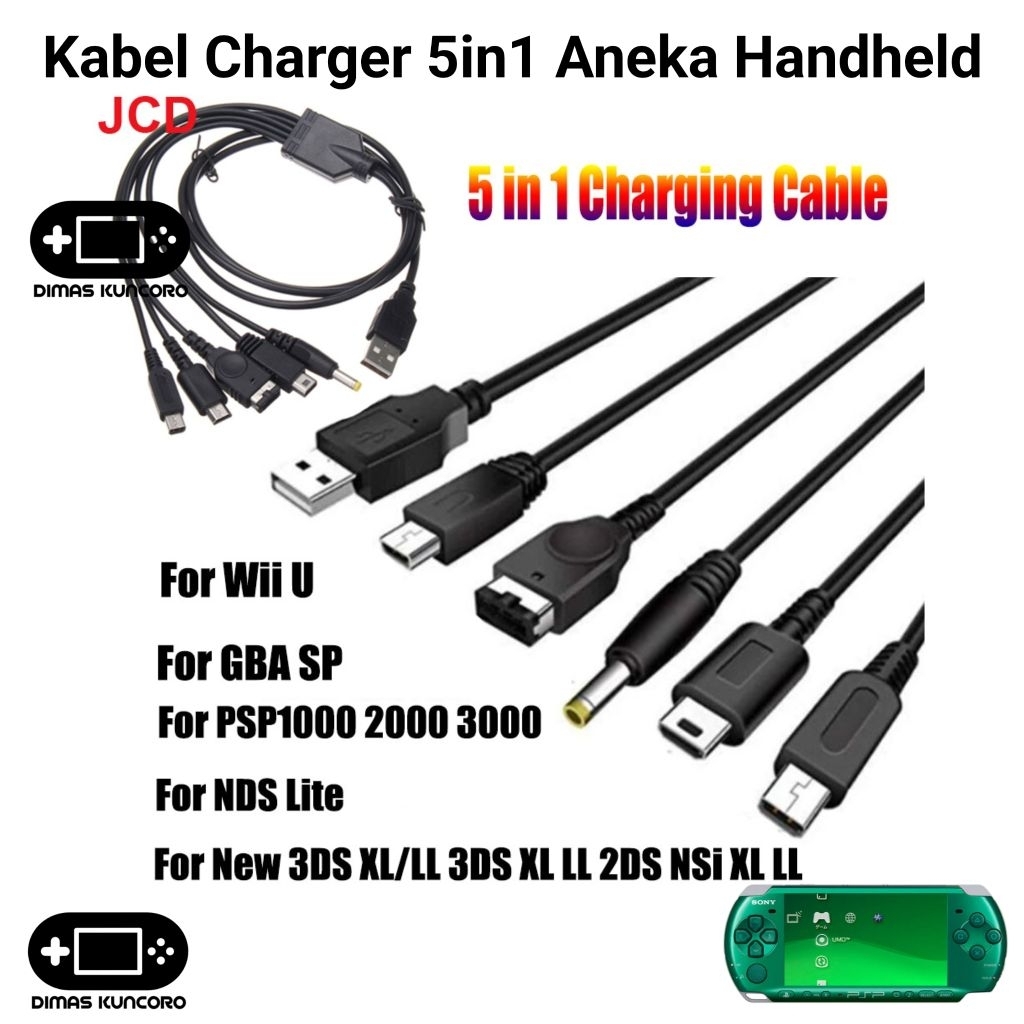 Jual Kabel Charger 5in1 Charging kabel usb cable nintendo new old 3ds ...