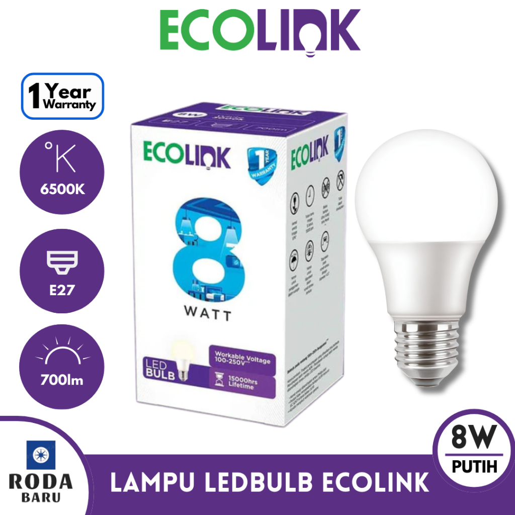 Jual Lampu Ecolink LED Bulb 8W 8 Watt (3000K/6500K) | Shopee Indonesia