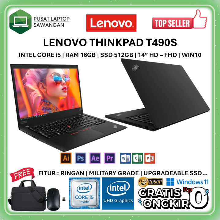 Jual Laptop Lenovo ThinkPad T490 Intel i5 RAM 16GB SSD 512GB Layar 14 ...