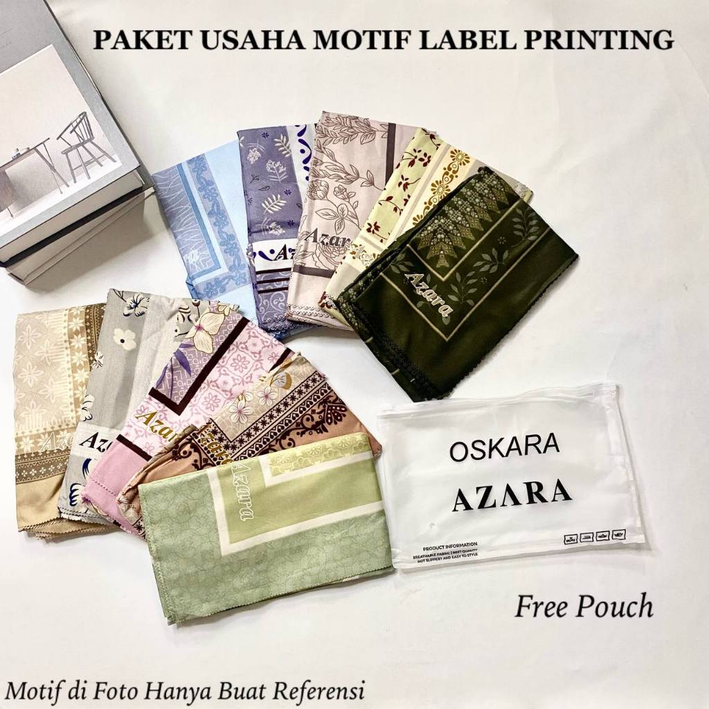 Jual PAKET HIJAB OSKARA MOTIF POUCH LABEL PRINTLASER CUT AZARA ...