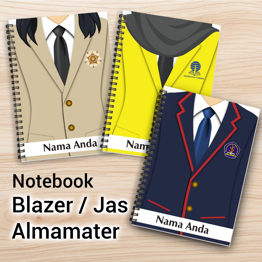 Jual Notebook Buku Tulis Custom Nama cover Jas Almamater Kampus UT UI ...