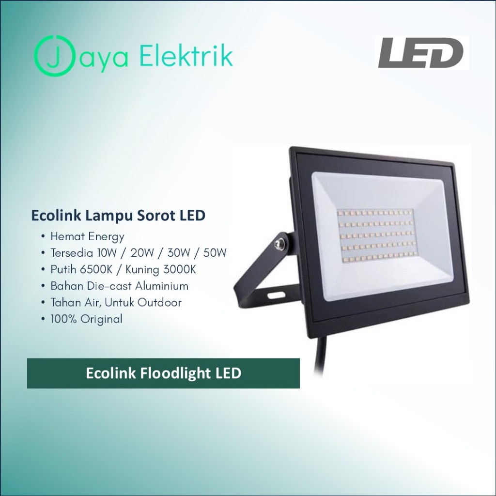 Jual ECOLINK LED Floodlight 10W 20W 30W 50W - Lampu Sorot LED Outdoor Tahan Air Taman | Shopee ...