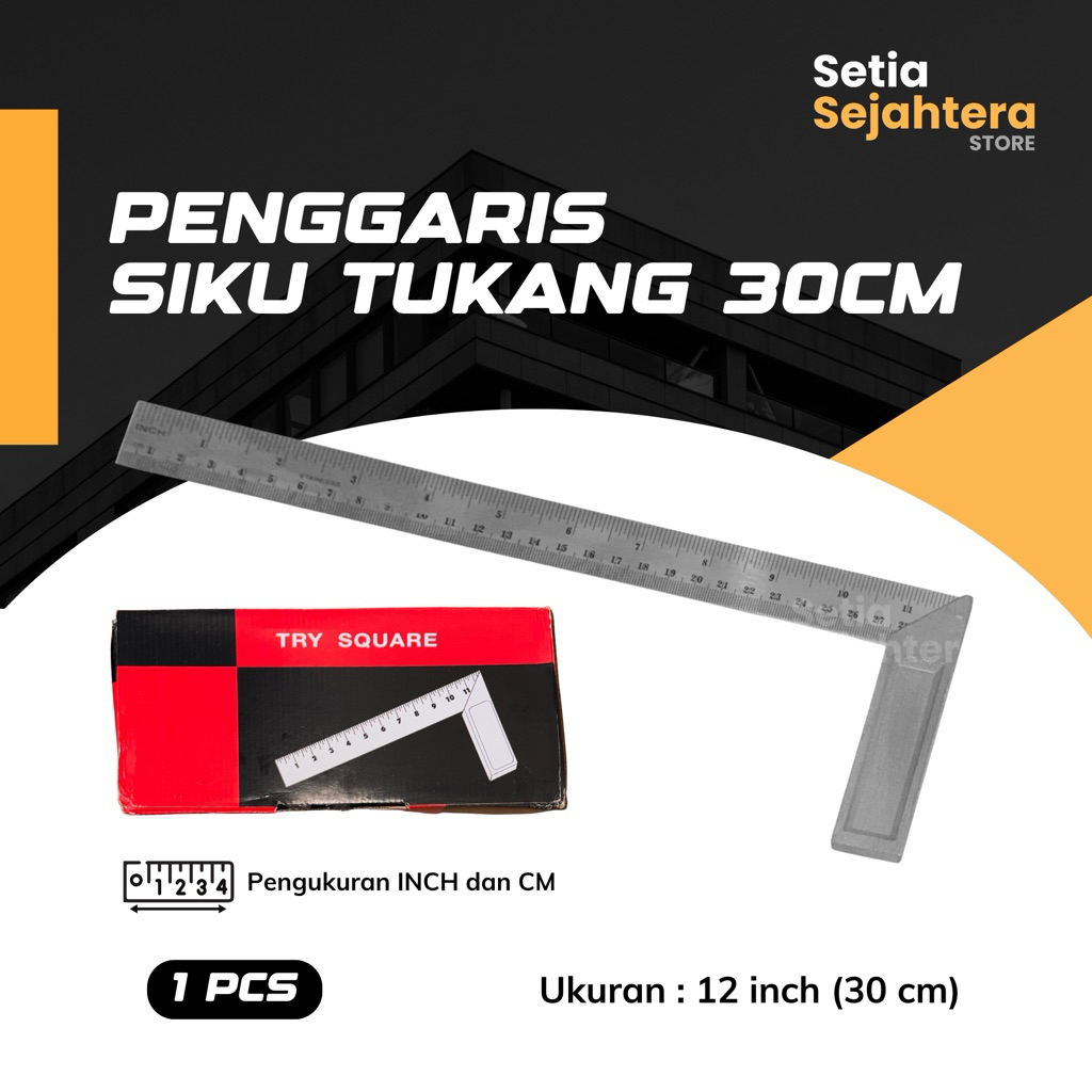 Jual Penggaris Siku Tukang L 12 inch Stainless Steel 30 cm - 1 pcs ...
