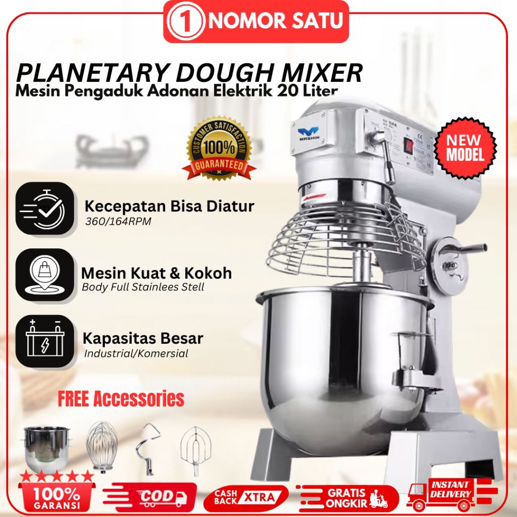 Jual Mashin Planetary Dough Mixer 5kg 20 Liter Mesin Pengaduk Adonan SZM-B20 Otomatis | Shopee ...