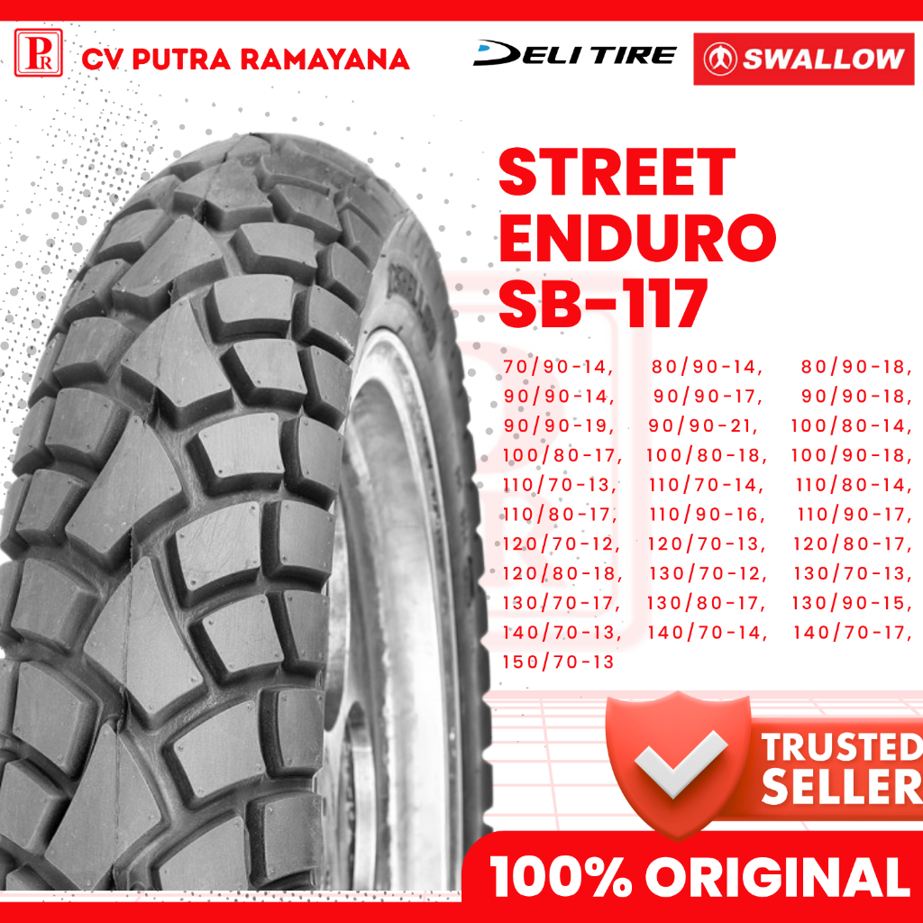 Jual Ban Swallow SB 117 Street Enduro 80/90-14 90/90-14 100/80-14 TUBETYPE | Shopee Indonesia