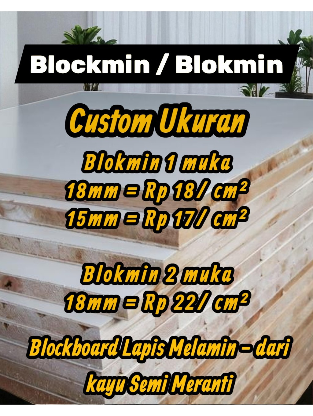 Jual Triplek Blokmin Semi Meranti - Custom Ukuran (Blockmin ...