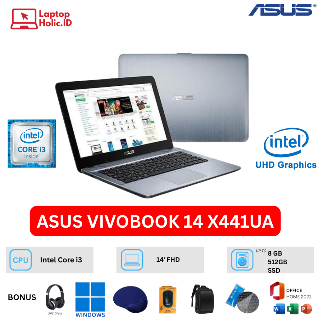 Jual ASUS VIVOBOOK 14 X441UA Intel Core i3 8GB/512GB SSD 14" W10 ...