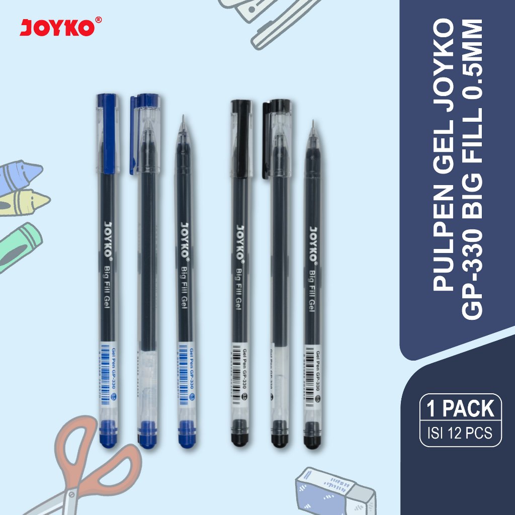 Jual Pulpen Gel Joyko Gp-330 Big Fill 0.5mm (12 PCS) | Shopee Indonesia