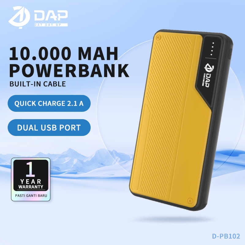 Jual PowerBank DAP 10.000mAh D-PB102 2.1A Dual Input Port Type C ...