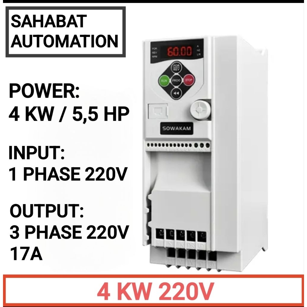 Jual Inverter 4 kw 4kw 220V Input 1Phase 220V - Output 3Phase 220V Inverter Motor 5,5HP 5,5 HP ...