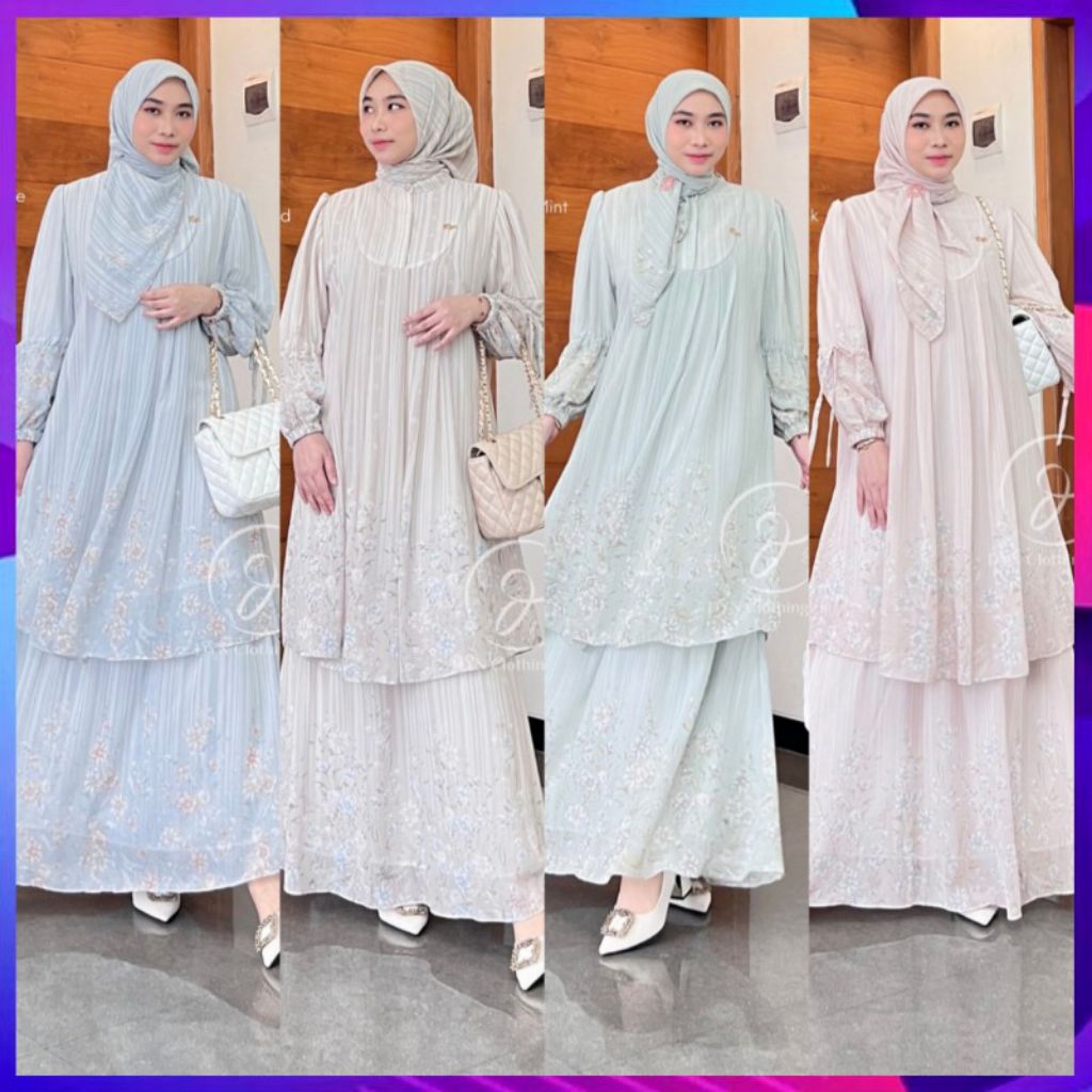 Jual Dyn Clothingline Estella Dress Bahan Ceruty Baby Doll Gamis Tumpuk ...