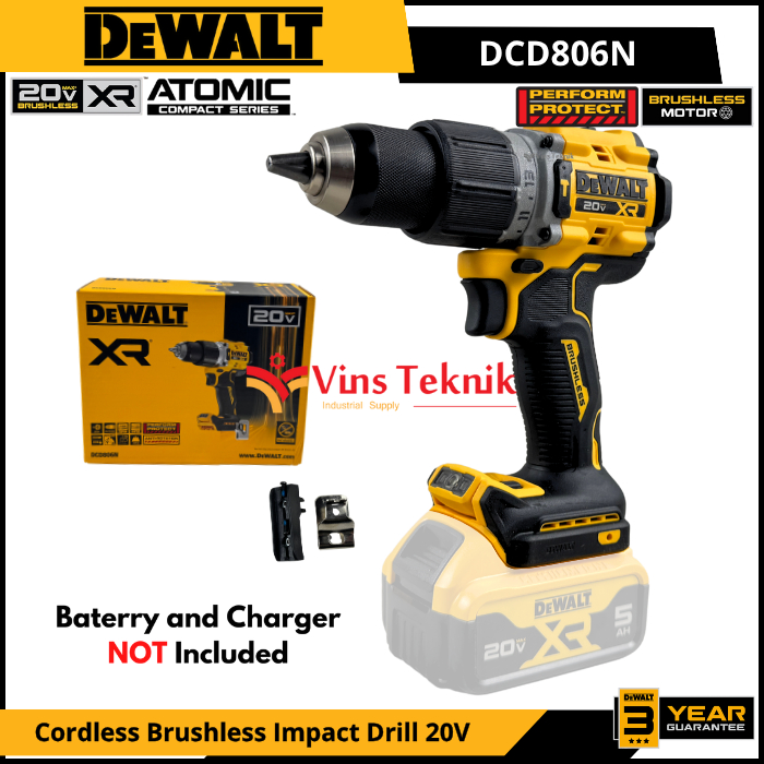 Jual DEWALT DCD806N Mesin Bor Tembok Baterai Cordless Brushless Impact ...