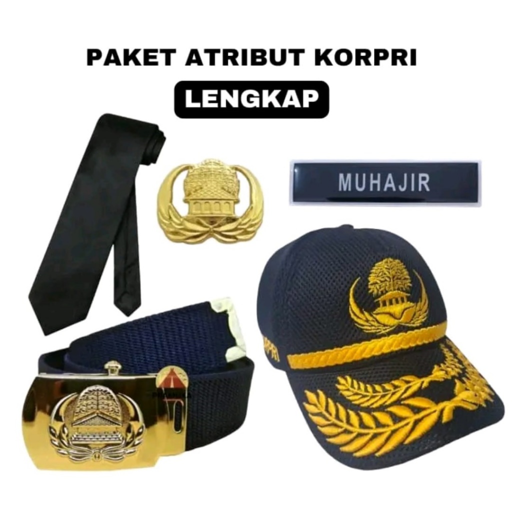 Jual Paket Set Atribut ASN/PNS Lengkap (Nametag, Pin Korpri, Dasi Hitam ...