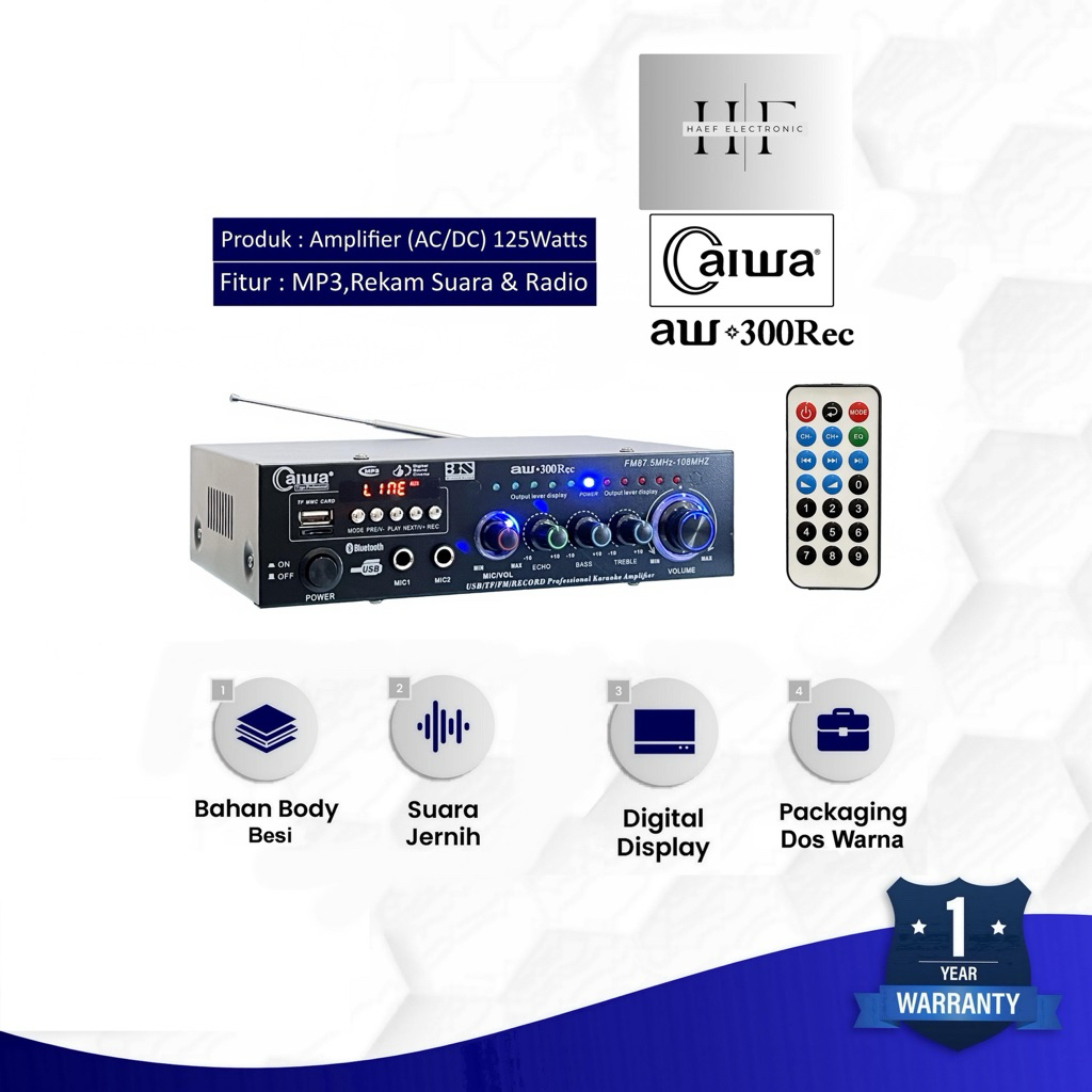 Jual Amplifier CAIWA AW-300REC Record Studio Amplifier Bluetooth AC/DC ...