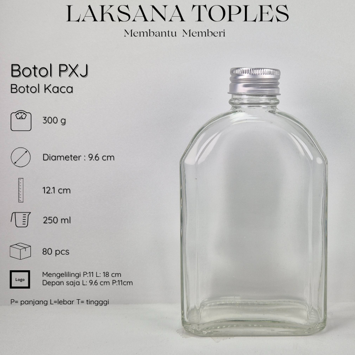 Jual Botol PXJ - 250 ml/ Botol kaca 250ml gepeng/ botol kopi, kombucha ...