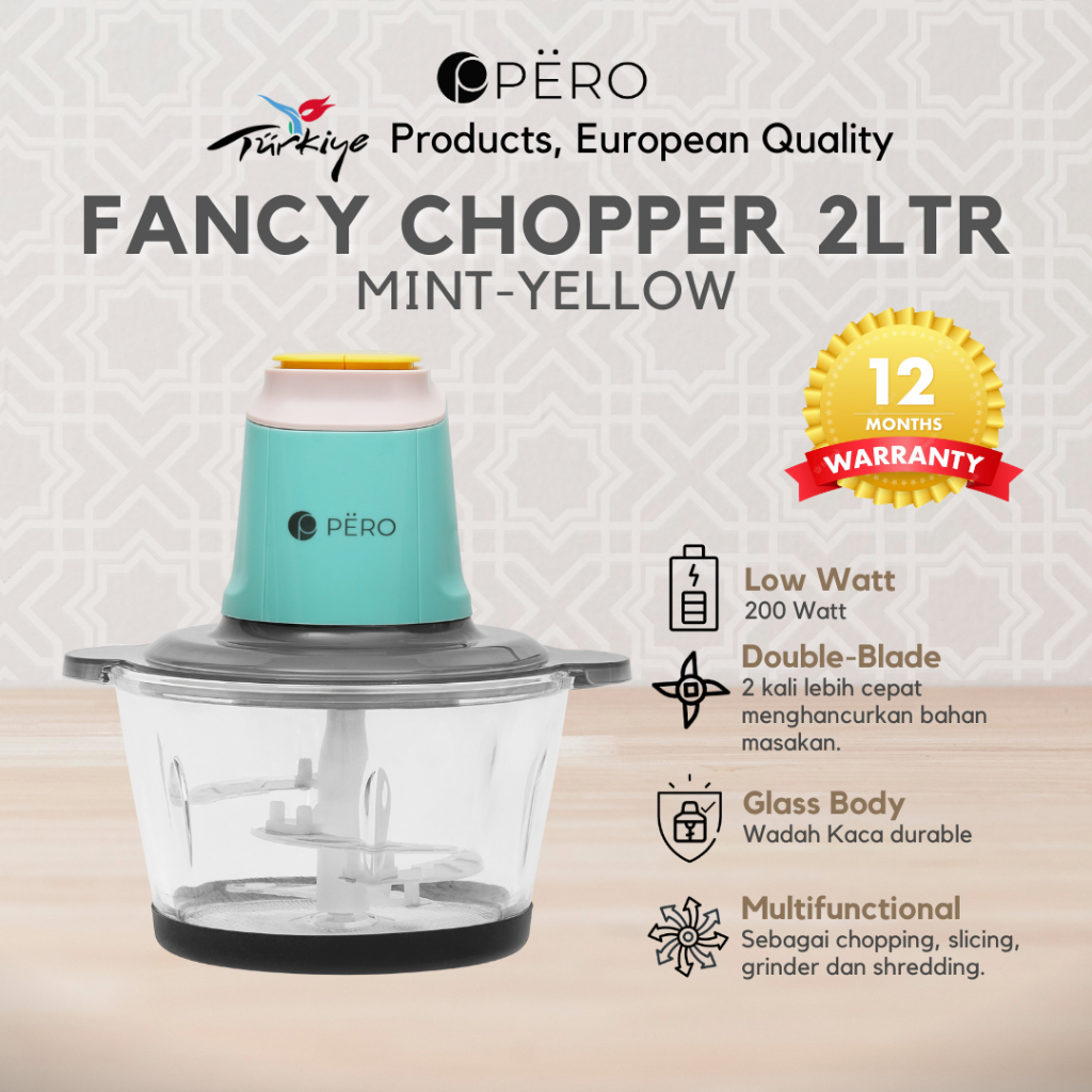 Jual [Kak Lila] Pero Glass Fancy Chopper 2 Liter / Food Processor 200 watt / Penggiling Daging ...
