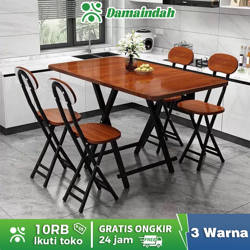 Jual Damaindah Meja Lipat Set 4 Kursi/Meja Makan 100x60CM/Meja Makan Lipat / Meja Makan Portable ...