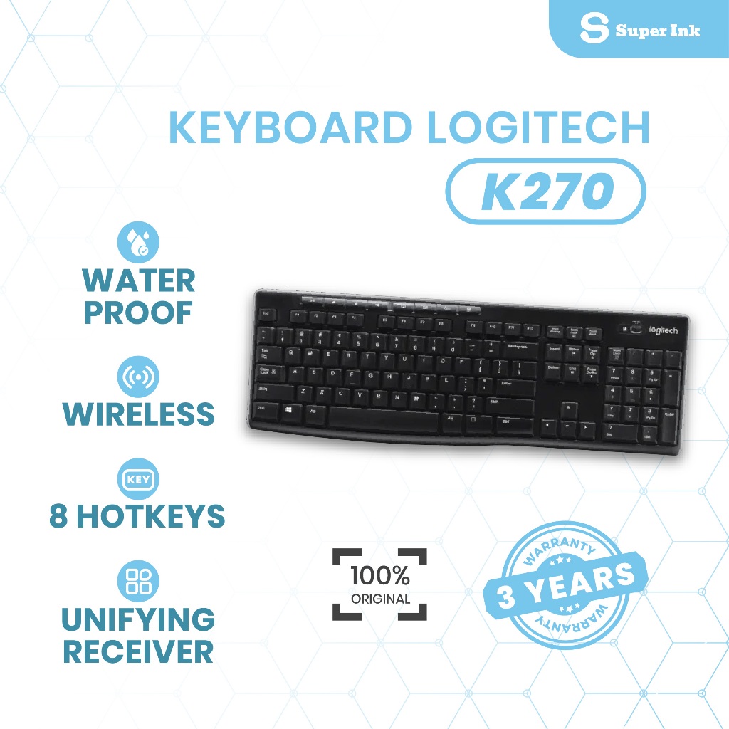 Jual Logitech K270 Keyboard Wireless Full Size Dongle Unifying (2.4 GHz ...
