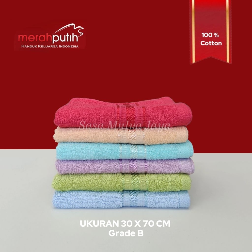 Jual Handuk Merah Putih Kecil/Sport uk. 30x70 cm grade B | Shopee Indonesia