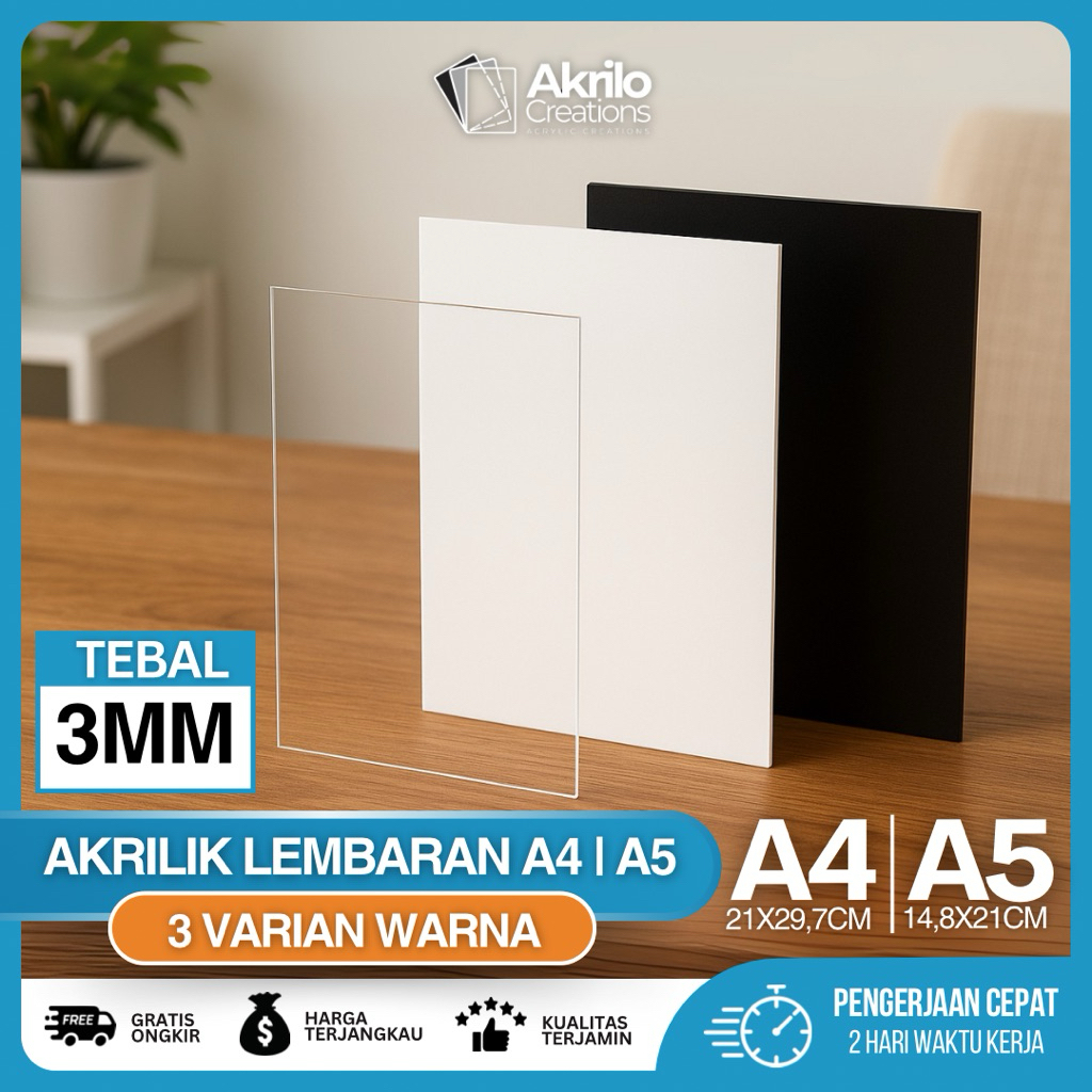 Jual Akrilik Lembaran A4 / A5 3mm | Acrylic Bening Tebal | Akrilik Lembaran 3mm Custom Potong ...